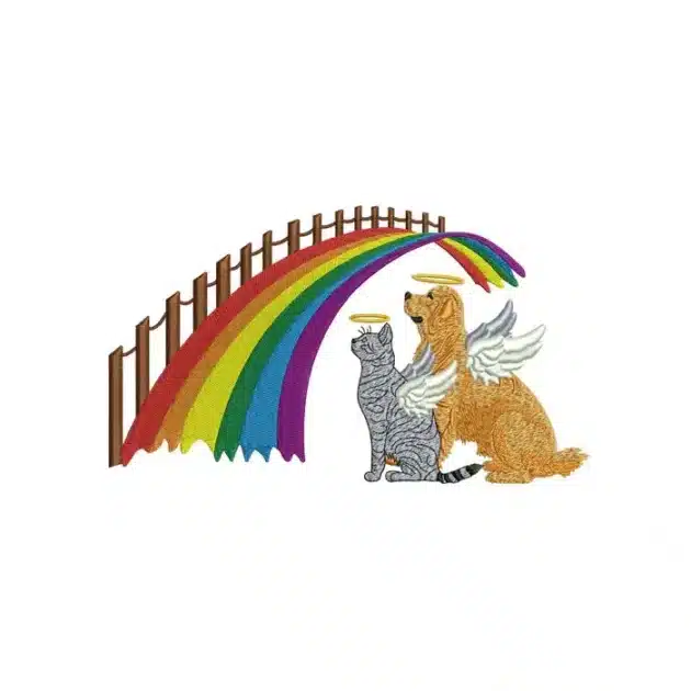 Rainbow Bridge Pet Memorial Machine Embroidery Design | Cat And Dog ...